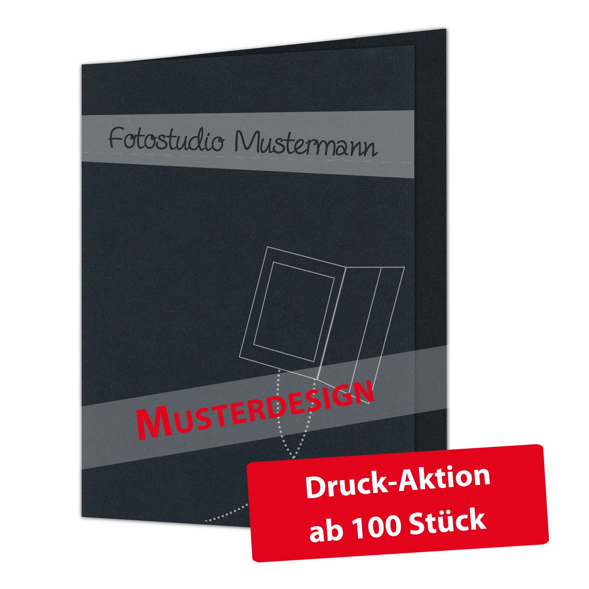 100 Stück Individuell bedruckbare Portraitmappe mit Tasche für 13x18 cm ...